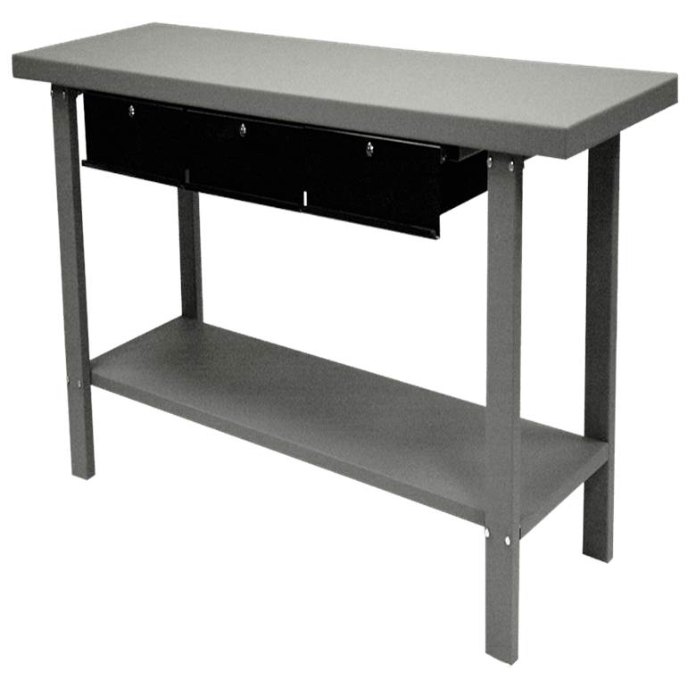 79" INDUSTRIAL GRAY WORKBENCH WITH 3 DRAWERS