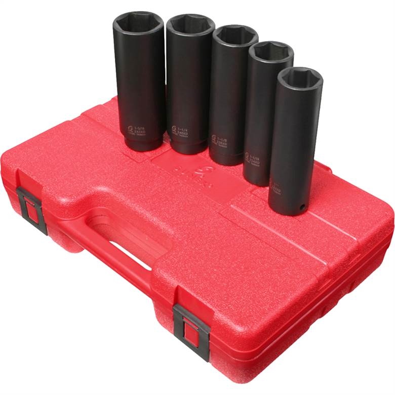 Sunex 2845 - 1/2" Dr. Extra Deep Sae Socket Set, 5 Pc.