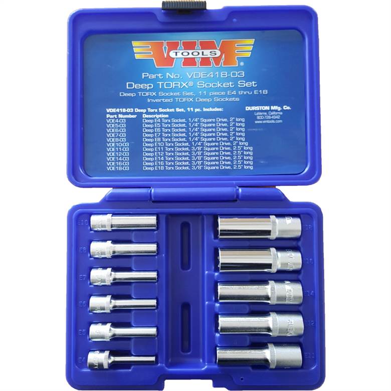 Vim Tools VDE418 - 11pc Deep E-Torx Socket Set